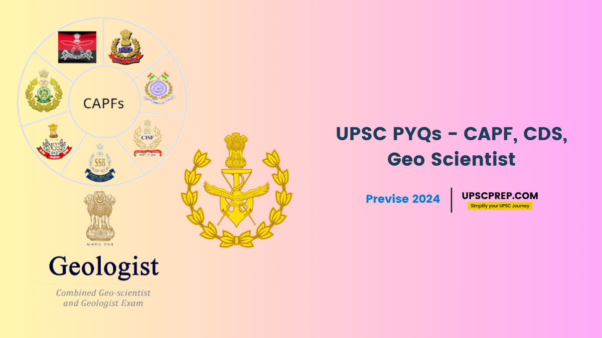 CAPF, CDS, Geo Scientist PYQs for UPSC Prelims · UPSCprep.com